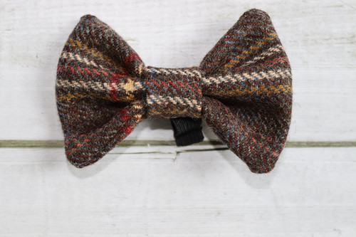 Anthracite and Brown Windowpane Tweed Dicky Bow | Don't forget the Dog