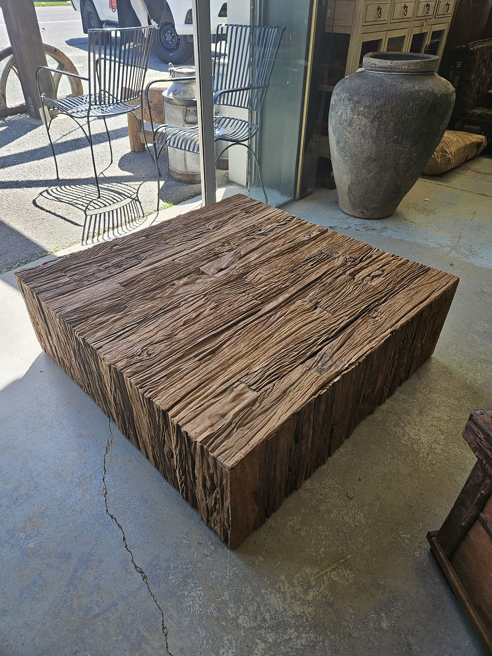 Solid wood block table | garston-stables
