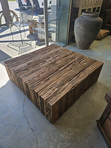 Solid wood block table | garston-stables