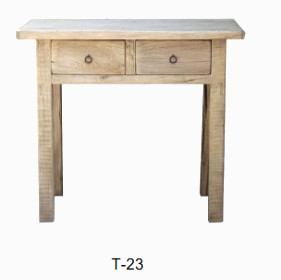 two drawer elm side table | garston-stables