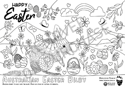Easter Bilby Colouring Page | Taswild