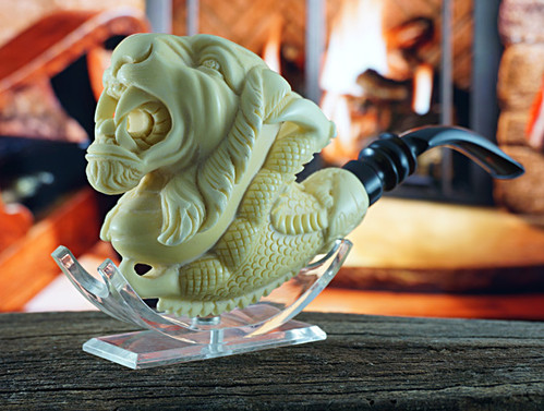 Tiger in Claw Block Meerschaum Pipe by Medet | Double Stem | Meerqueen ...