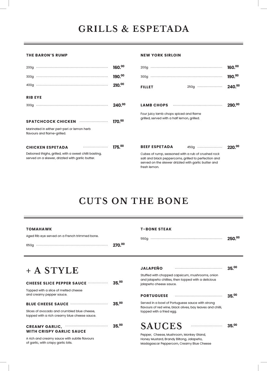 Irene Menu | The Baron