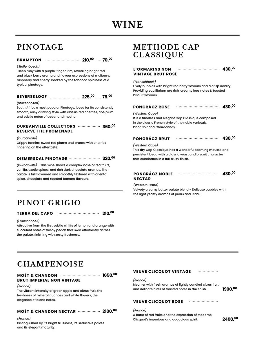 Fourways Menu | The Baron