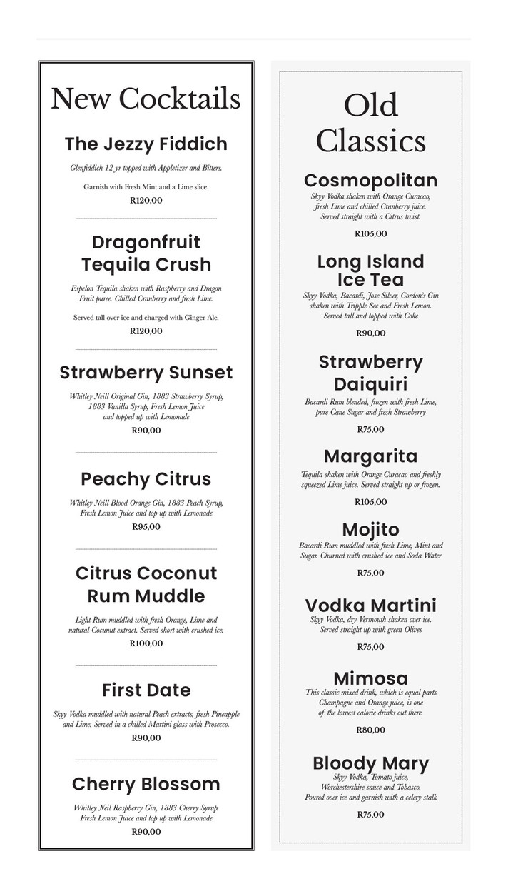 Fourways Menu | The Baron