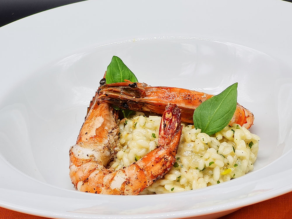 Kräuter-Risotto mit Tiger Prawns