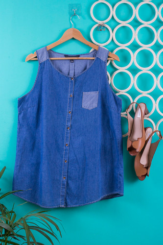 BOSSINI JEANS Sleeveless Vest Top in Denim (XL) | EcoDhaga_India