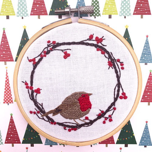 Robin Wreath Embroidery Kit | Cinnamon Stitching