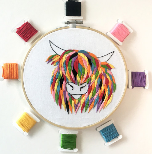 Highland Cow Embroidery Kit | Cinnamon Stitching