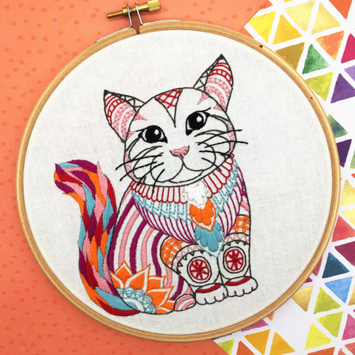 Cat Embroidery Kit | Cinnamon Stitching