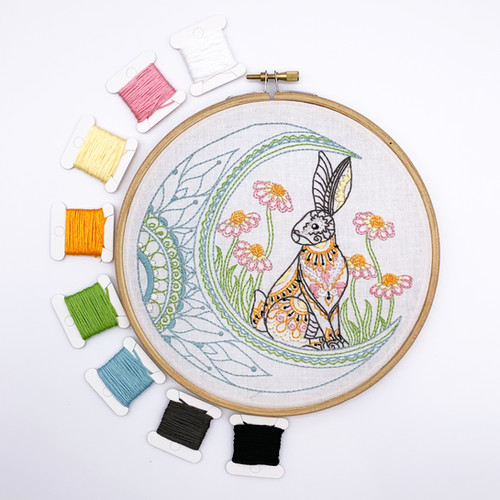 Celestial Hare Embroidery Kit | Cinnamon Stitching