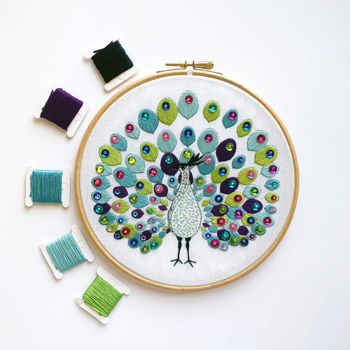 Peacock Embroidery Kit | Cinnamon Stitching