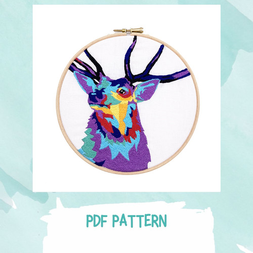 Stag's Head Embroidery PDF | Cinnamon Stitching
