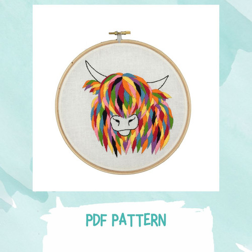 Highland Cow Embroidery PDF | Cinnamon Stitching