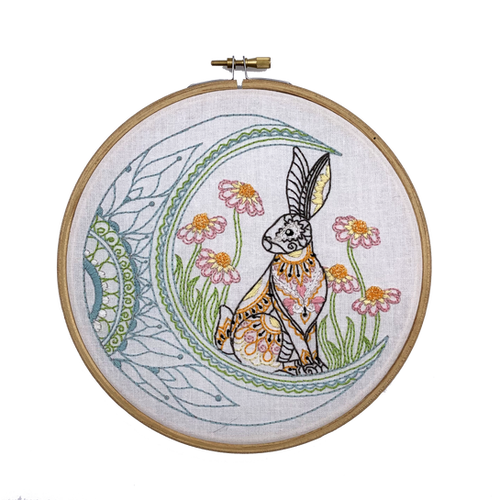 Celestial Hare Embroidery Fabric | Cinnamon Stitching