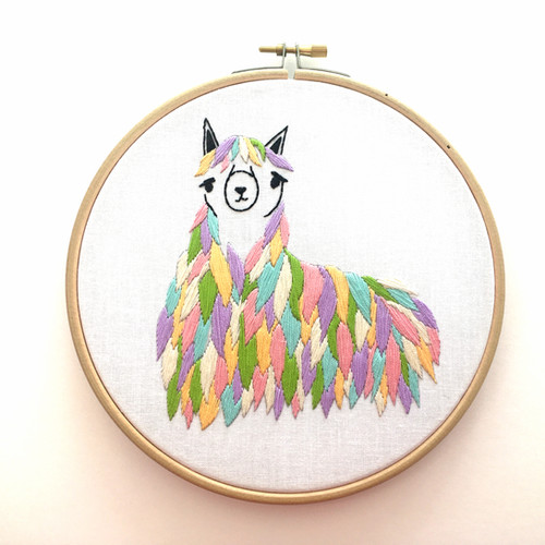 Llama Embroidery Fabric | Cinnamon Stitching