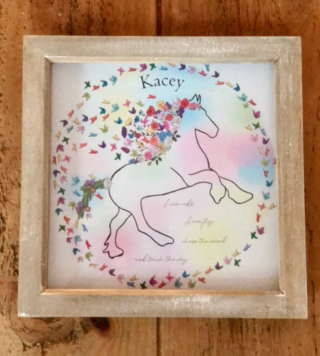 Personalised floral horse butterfly name print | Puddy Muddles