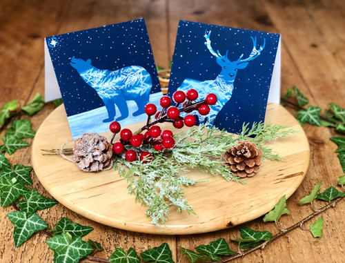 Bear and stag Christmas cards | Puddy Muddles