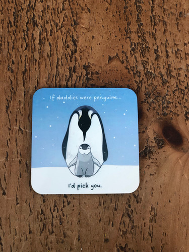 Father’s Day cute penguin coaster | Puddy Muddles