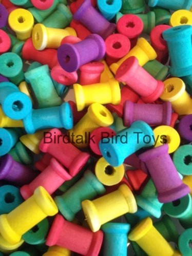 Birdtalk Bird Toys - 12 Colored Wooden Spools | birdtalk