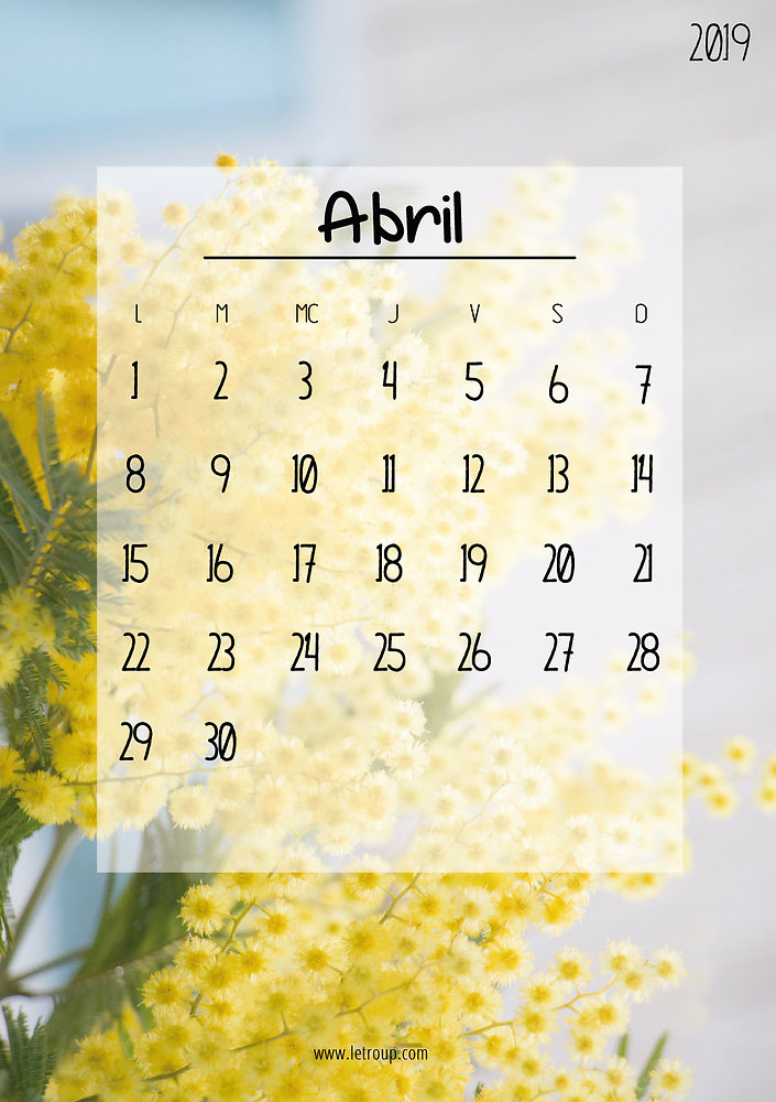 ABRIL 2019 - CALENDARIO DESCARGABLE