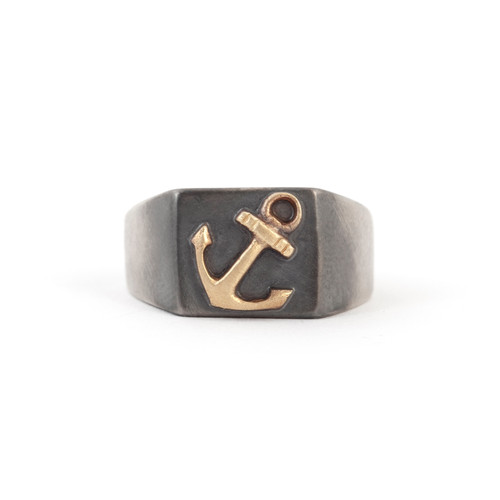 Elegant and Timeless Anchor Signet for Men's Nautical Ring