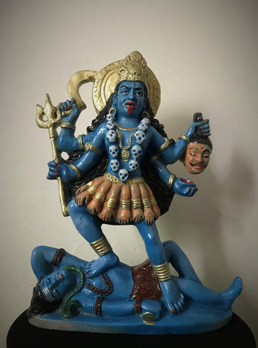 Kali Statue - 30cm x 22cm (Blue/Hand-Painted) | Conjure