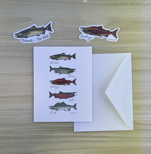 Salmon Chart Fish Greeting Card, Dip Net Fishing, Fly Fishing, Sockeye ...