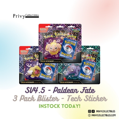 Pokemon TCG: SV4.5 - Paldean Fates Tech Sticker 3 Pack Blister | Privy ...