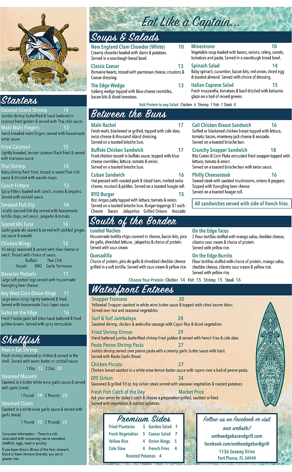 Menu Card | On the Edge B&G