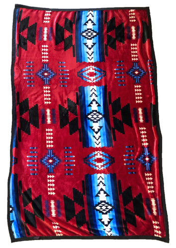 Single Layered Blue Aztec Stripe Flannel Throw (Pick your color ...