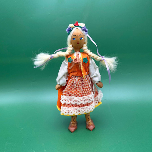Polish Joli peg doll - national dress with plaits | FuzzypegFolk
