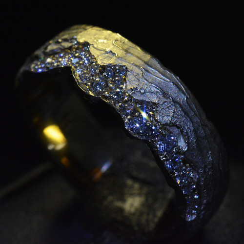 Solid Gold Eroding Diamond Core Ring 10kt. - 24kt. • Band ...