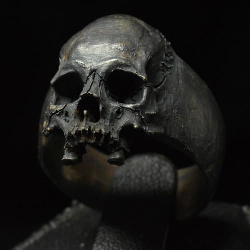 Small Decayed Half Jaw Skull Ring #96 | IntoTheFire Jewelry