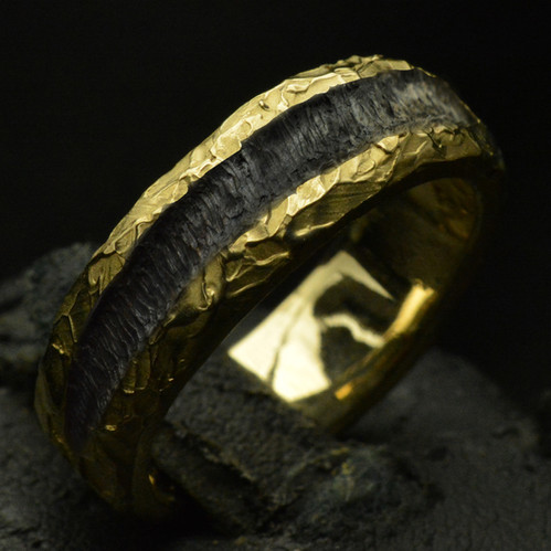 Flame Etched Ash Core Ring • Band • #98 | IntoTheFire Jewelry