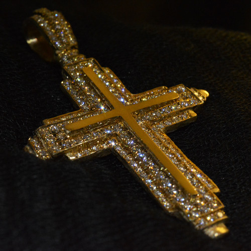 Solid Gold 10kt - 24kt Light Bringer Cross Pendant - No Chain ...