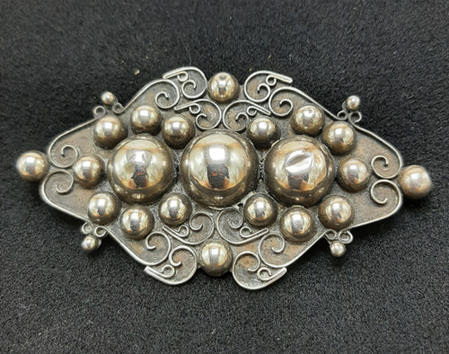 Sterling pin with raised relief domes | Carol Eppel Antiques