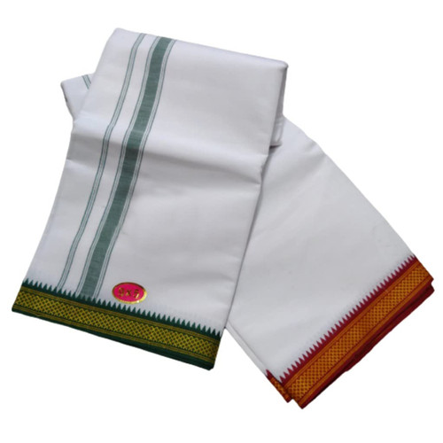 Men's Traditional Pooja Pure Cotton Dhoti (White, 9x5) | Bebris