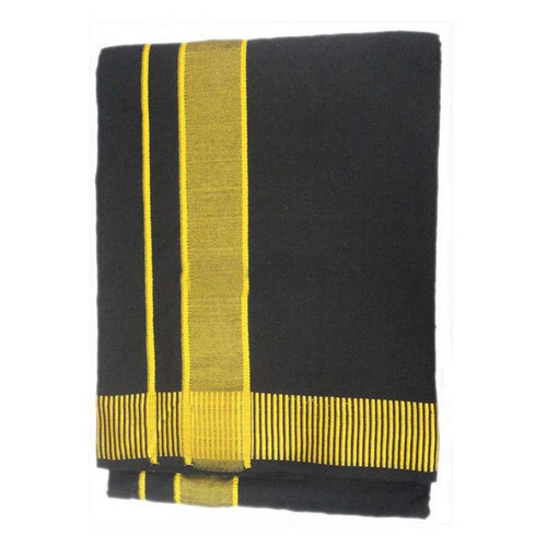 Black Dhoti Gold Border 2.00 meter Dhoti (Free Size) | Bebris