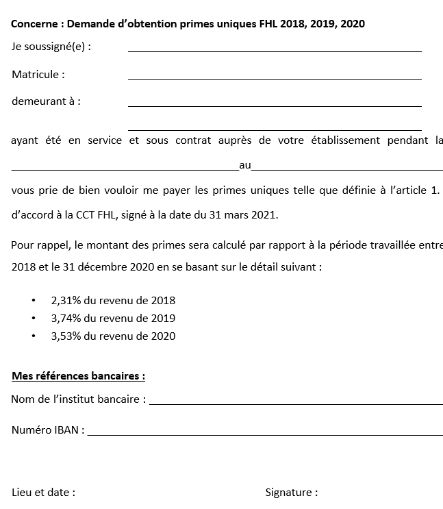 Demande Prime rétroactive format Word