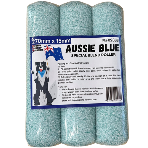 3pk Aussie Blue Special Blend Rollers - MF02886 | Premium Paint Products