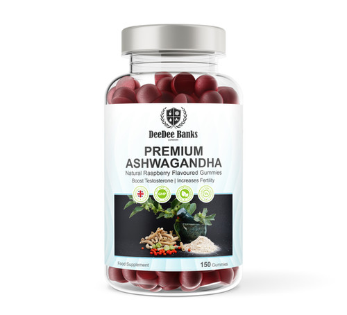 Premium ASHWAGANDHA (600mg 120 Natural Raspberry Flavoured Gummies ...
