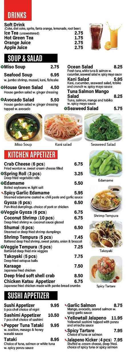 Uni Menu | Uni Sushi Ramen | East Lansing