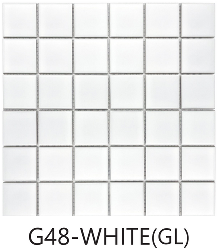 G48-White-GL, Tile Size:48x48mm, Sheet Size:306x306mm (695boxes) | Gustofil
