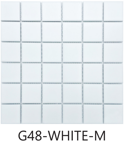 G48-White-M, Tile Size:48x48mm, Sheet Size:306x306mm (380boxes) | Gustofil