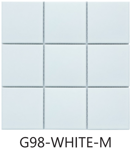 G98-White-M, Tile Size:98x98mm, Sheet Size:306x306mm (8boxes) | Gustofil