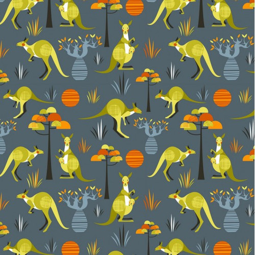 Nutex Australiana Wild & Free Kangaroos 11730 Col1 Quilt Fabric ...