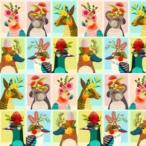 Nutex Aussie Friends Novelty Panel 60cm/24" Panel Quilt Fabric ...
