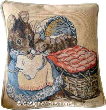 Beatrix Potter Hunca Munca Tapestry Cushion Cover | designer-cushions
