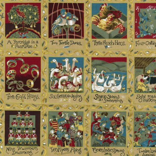 Nutex 12 Days of Christmas Card Making Squares Quilt Fabric 30cm / 12 ...